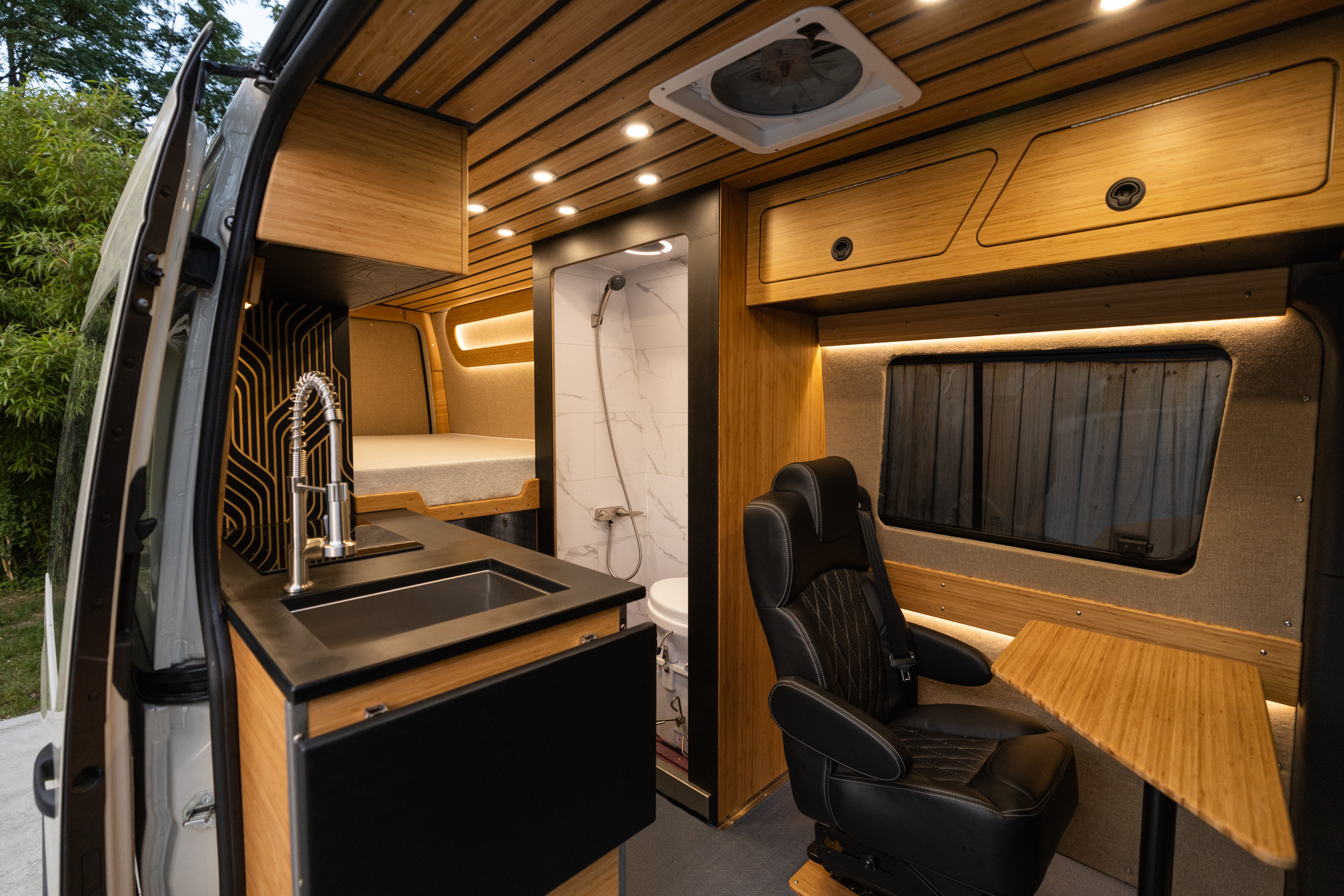 Handcrafted Sprinter Van Build - Richlite & Cali Bamboo - Case Study