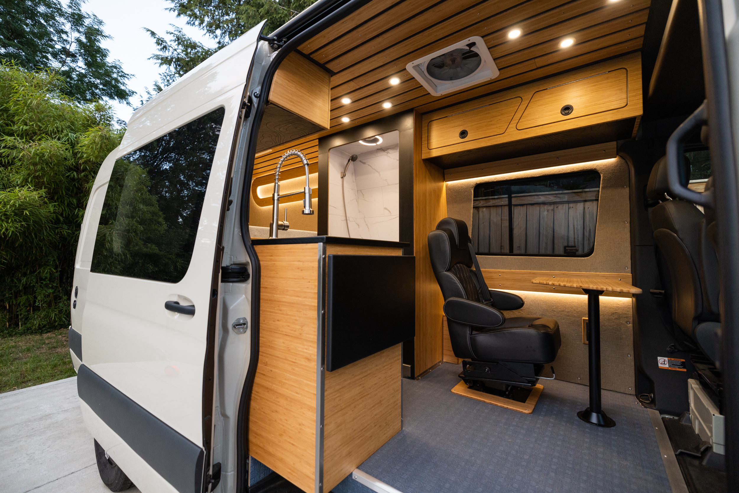 Handcrafted Sprinter Van Build - Richlite & Cali Bamboo - Case Study